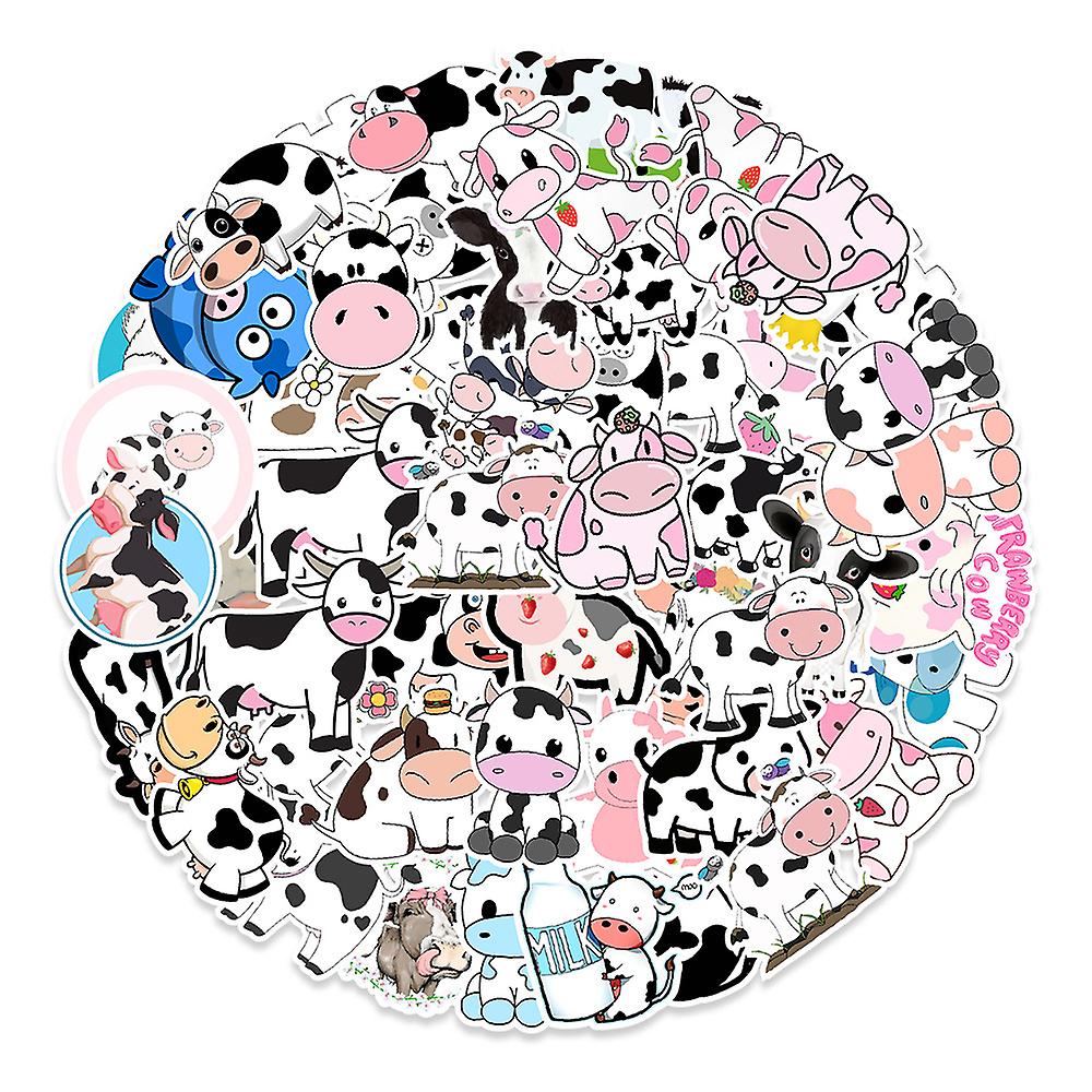50 Pcs Cow Stickers Pack, Vinyl Waterproof Cute Cartoon Animal Sticker ...