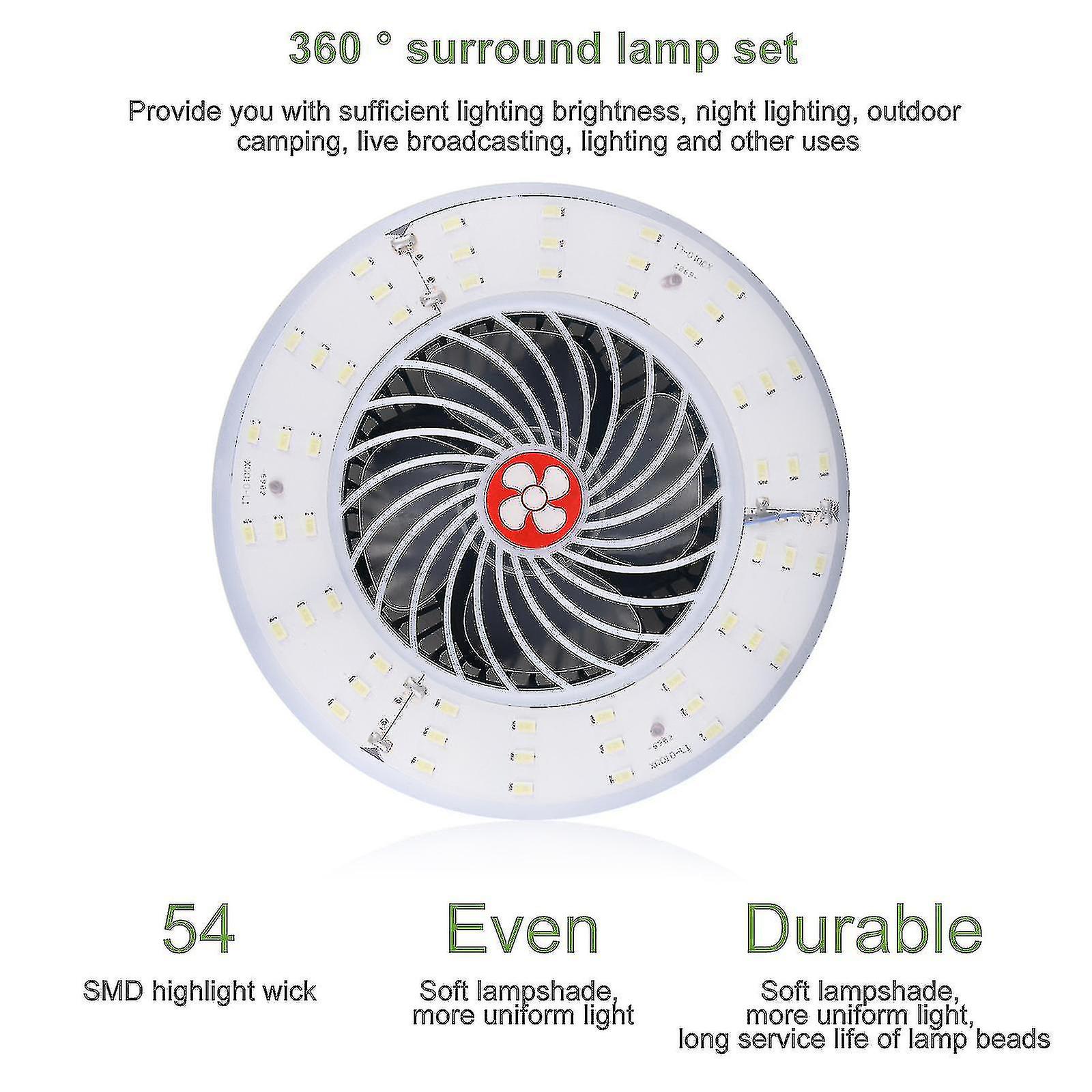 Camping Fan With Led Light,54h Battery Powered Fan,rechargeable Fan ...