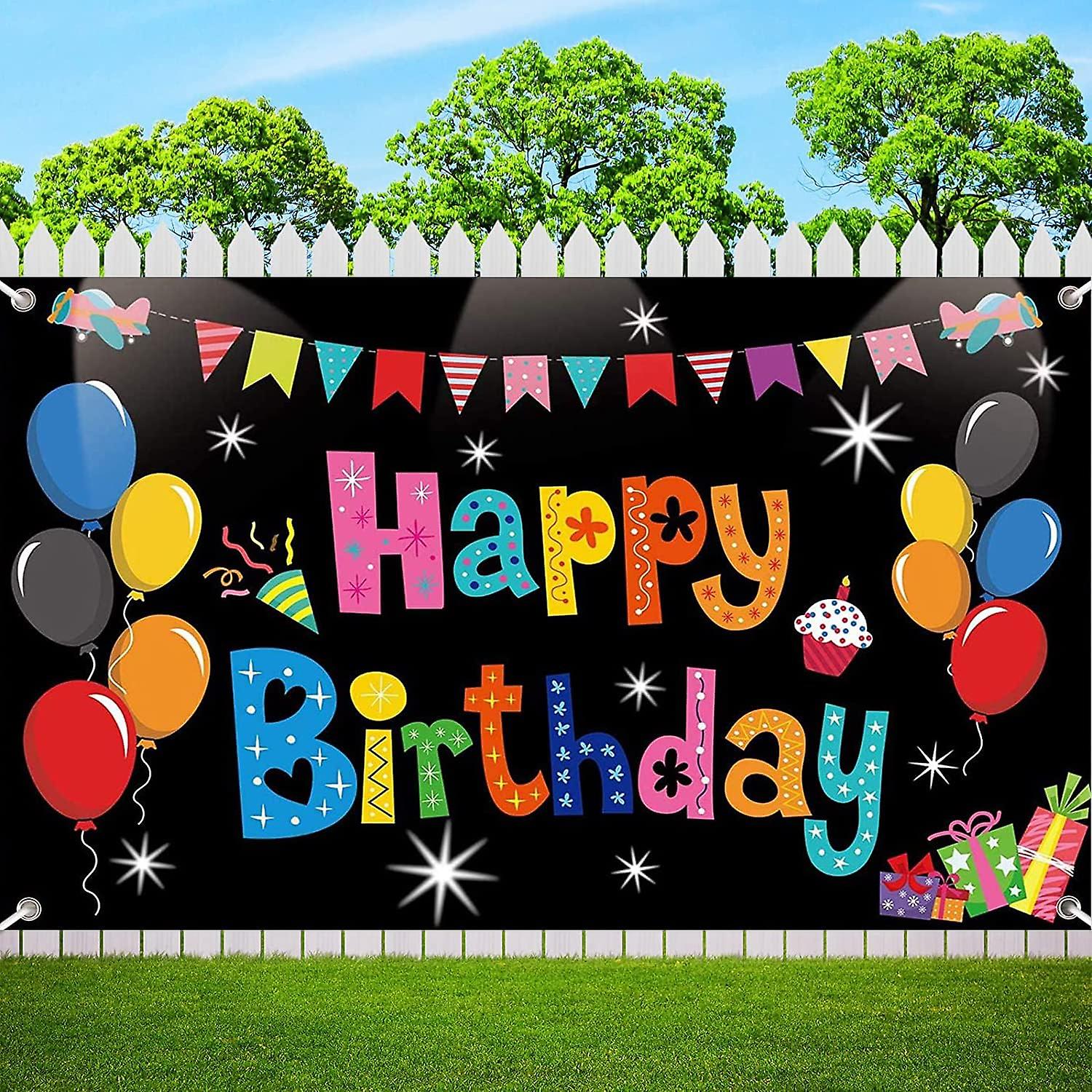 Colorful Happy Birthday Party Decorations Balloon Cake Gift Birthday ...