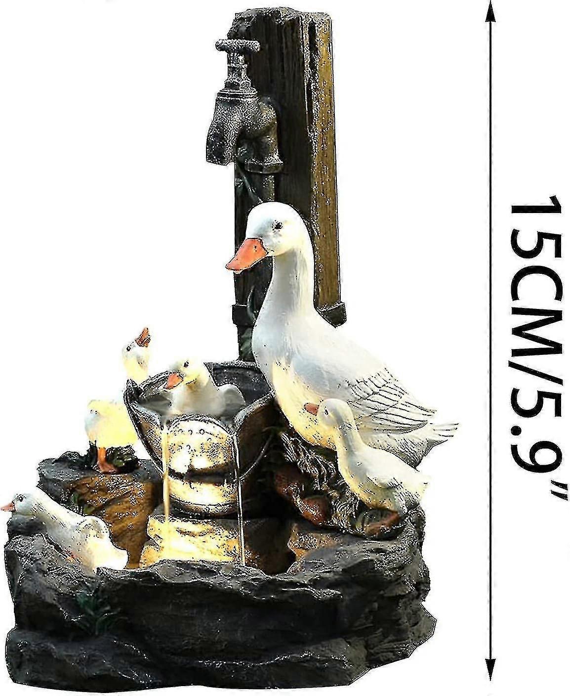 2024 Solar Fountain With Resin Duck Family, Duck Water Fountain Statue ...