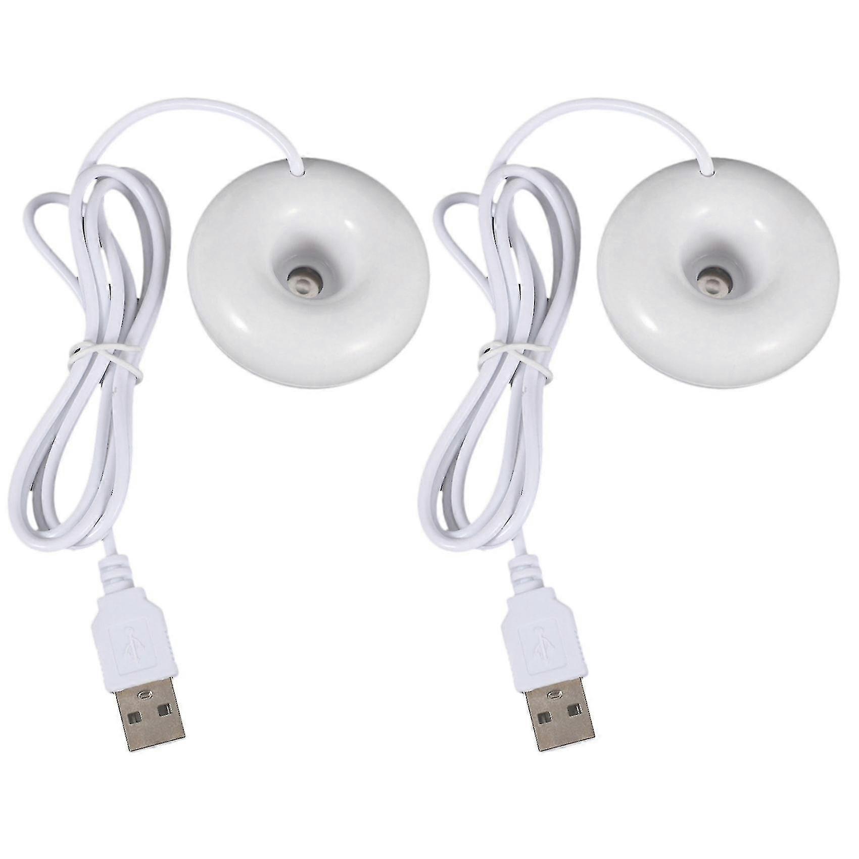 2x White Donut Humidifier Usb Office Desktop Mini Humidifier Portable ...