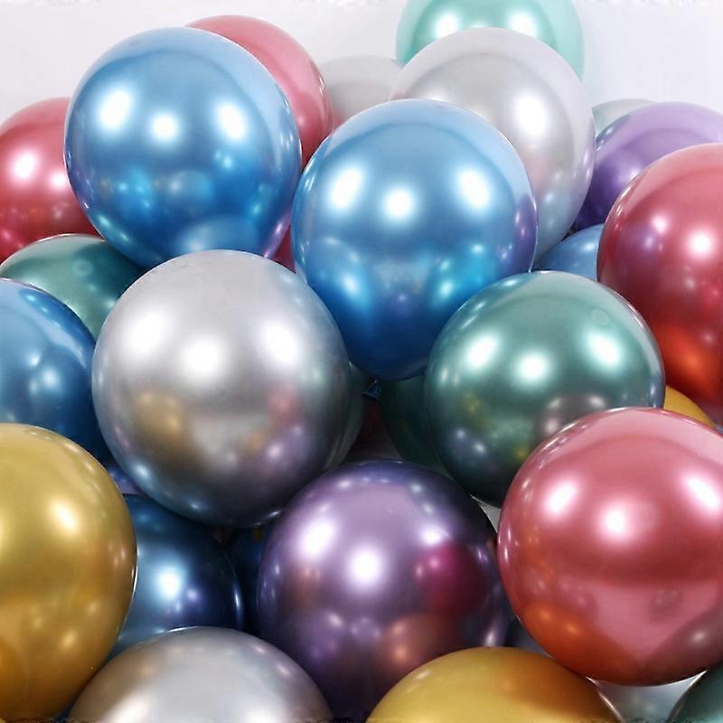 50Pcs 10 Inch Metallic Latex Balloons Thick Chrome Glossy Metal Pearl ...