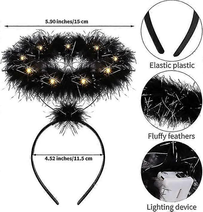 2 Pack Light Up Angel Halo Headband Led Feather Headband Angel Halo ...