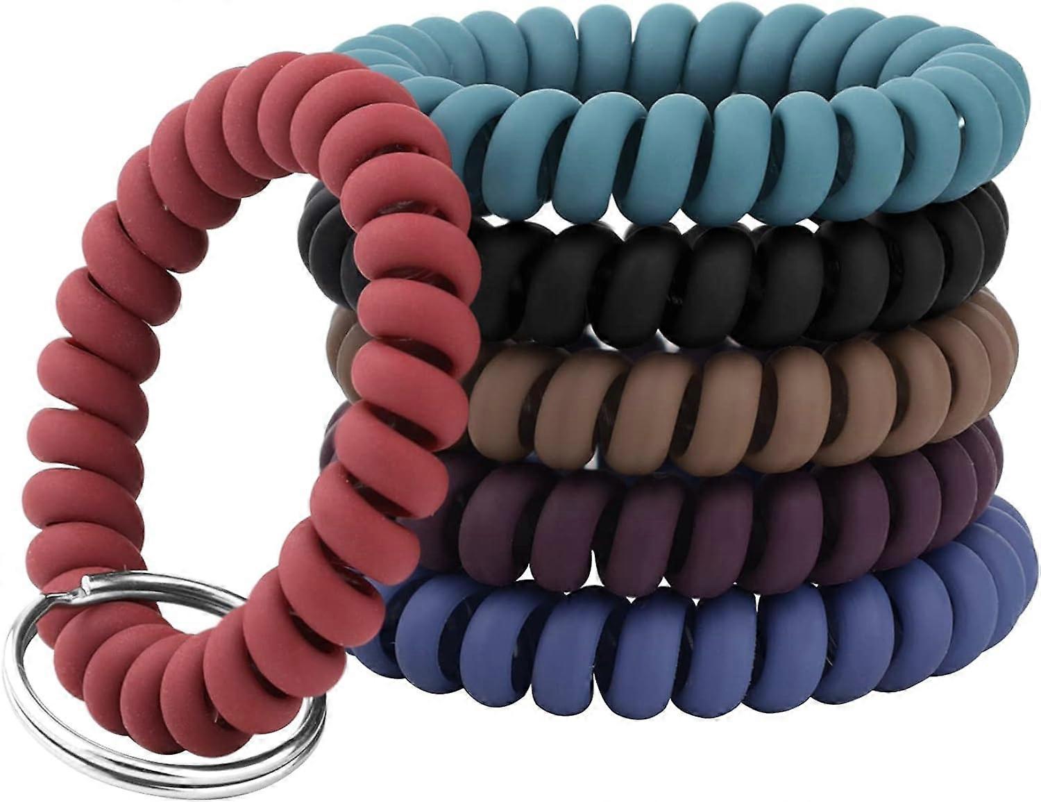 6 Color Wrist Keychain - Plastic Spring Spiral Wrist Coil for Outdoor ...