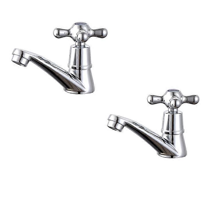 Set of 2 Bathroom Basin Faucets, Basin Mixer Taps, with Cross Handle ...