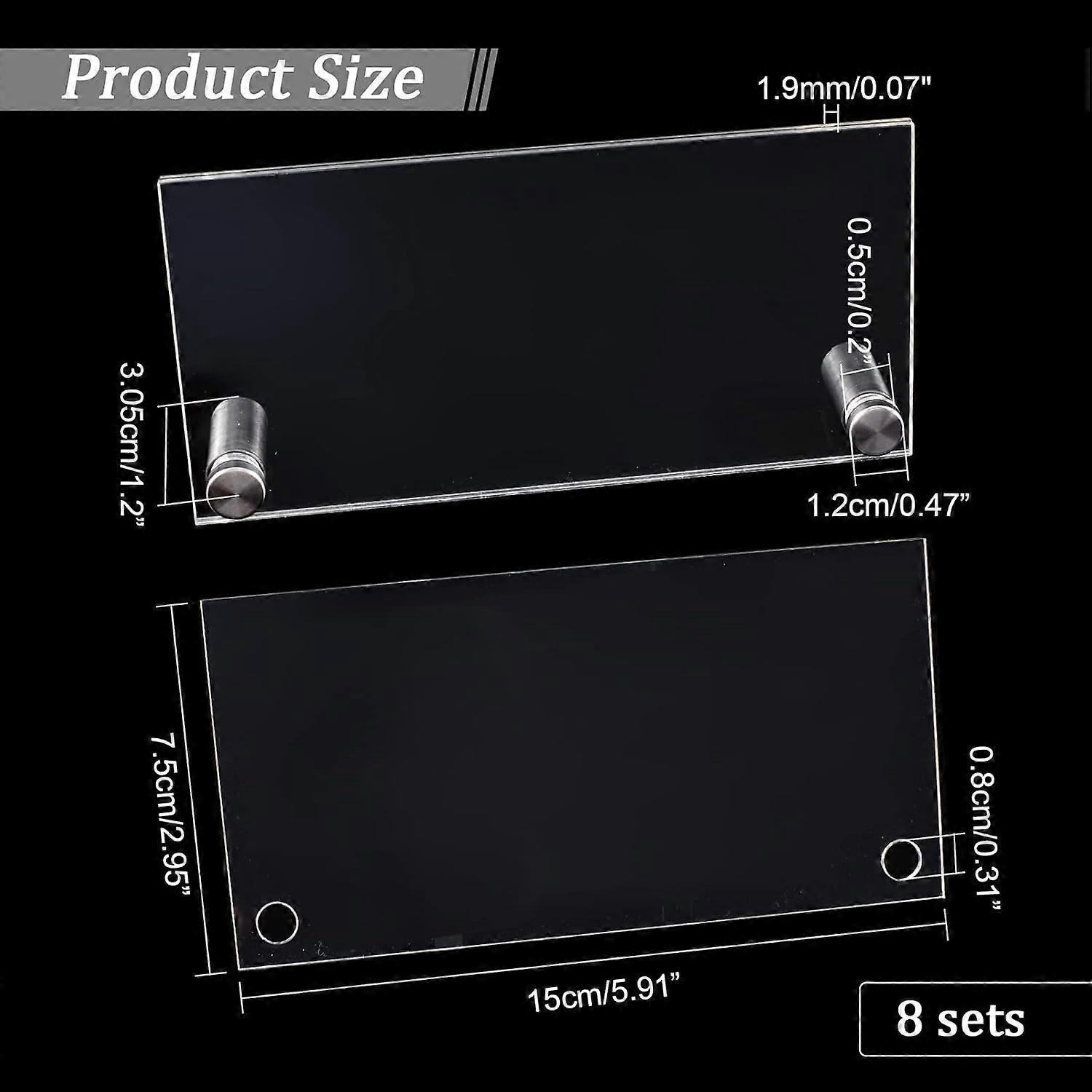 8 Sets 6 X 3 Inch Acrylic Wall Name Plate Clear Office Door Mount Name ...