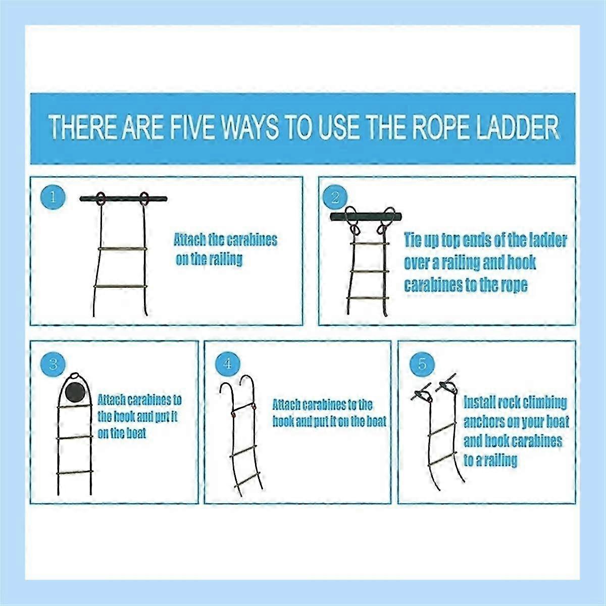 Folding Kayak Boat Rope Ladder 4-steps Marine Rope Ladder Extension ...