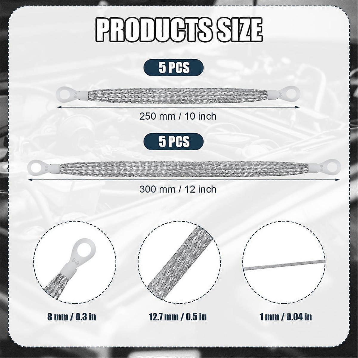 10pcs Universal Automotive Ground Straps,10/12inch Engine Ground Strap ...