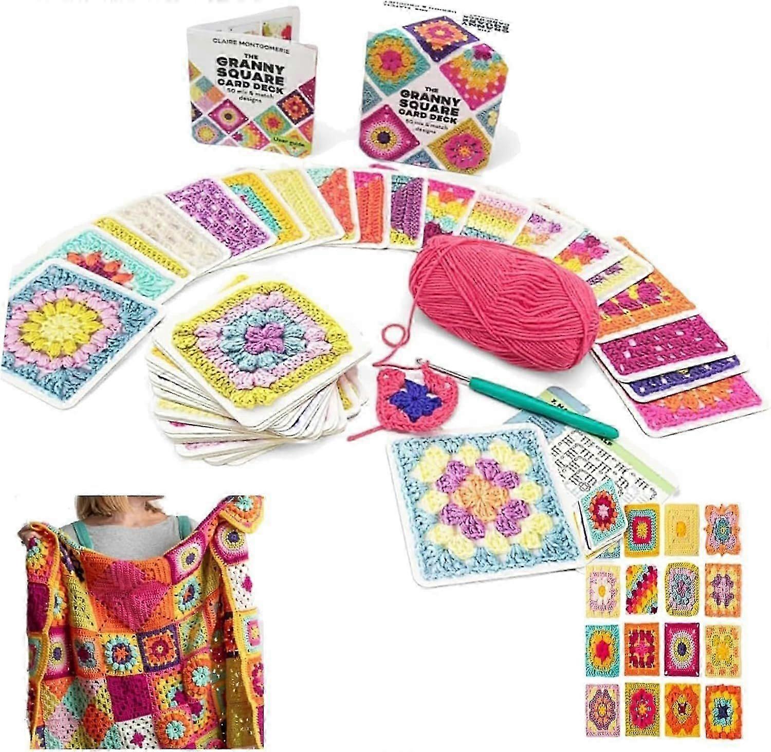 The Granny Square Card Deck - 50 Mix & Match Designs, Crochet Granny ...