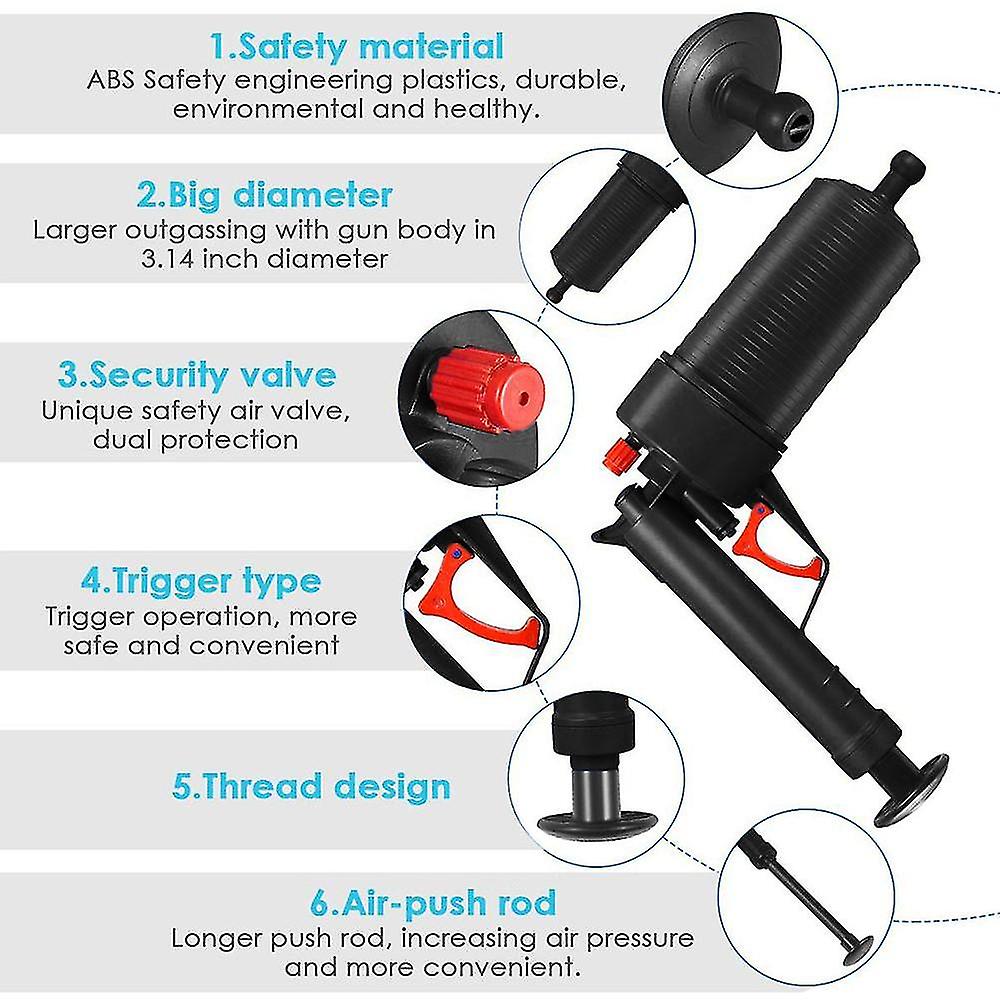 Air Plunger Gun, Toilet Plunger, High Pressure Powerful Drain Blaster ...