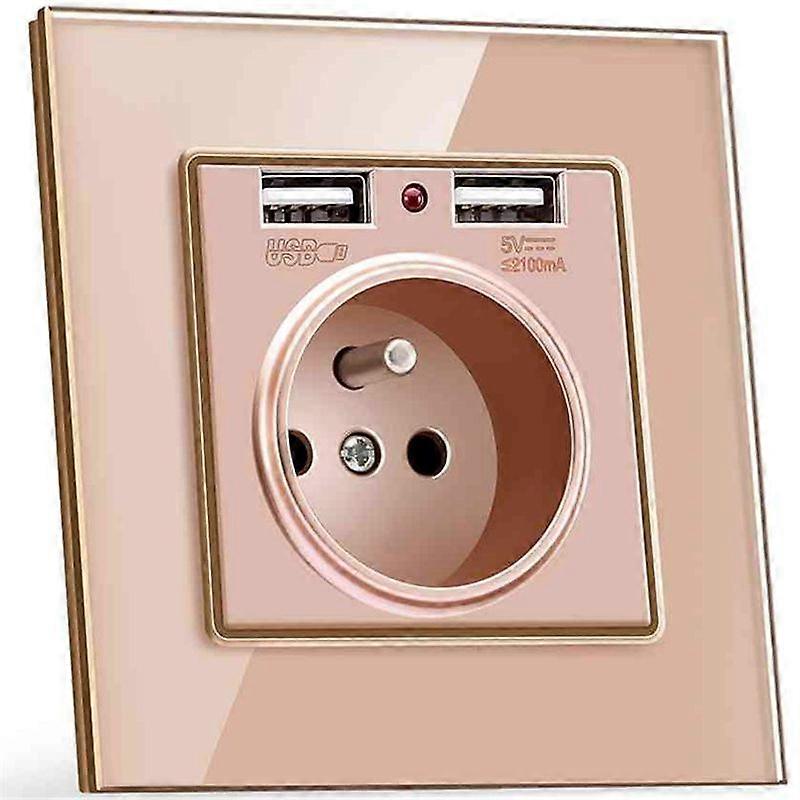Eu Plug Power Socket Wall Electrical Outlets 230V 16A + 2 USB Chargers ...
