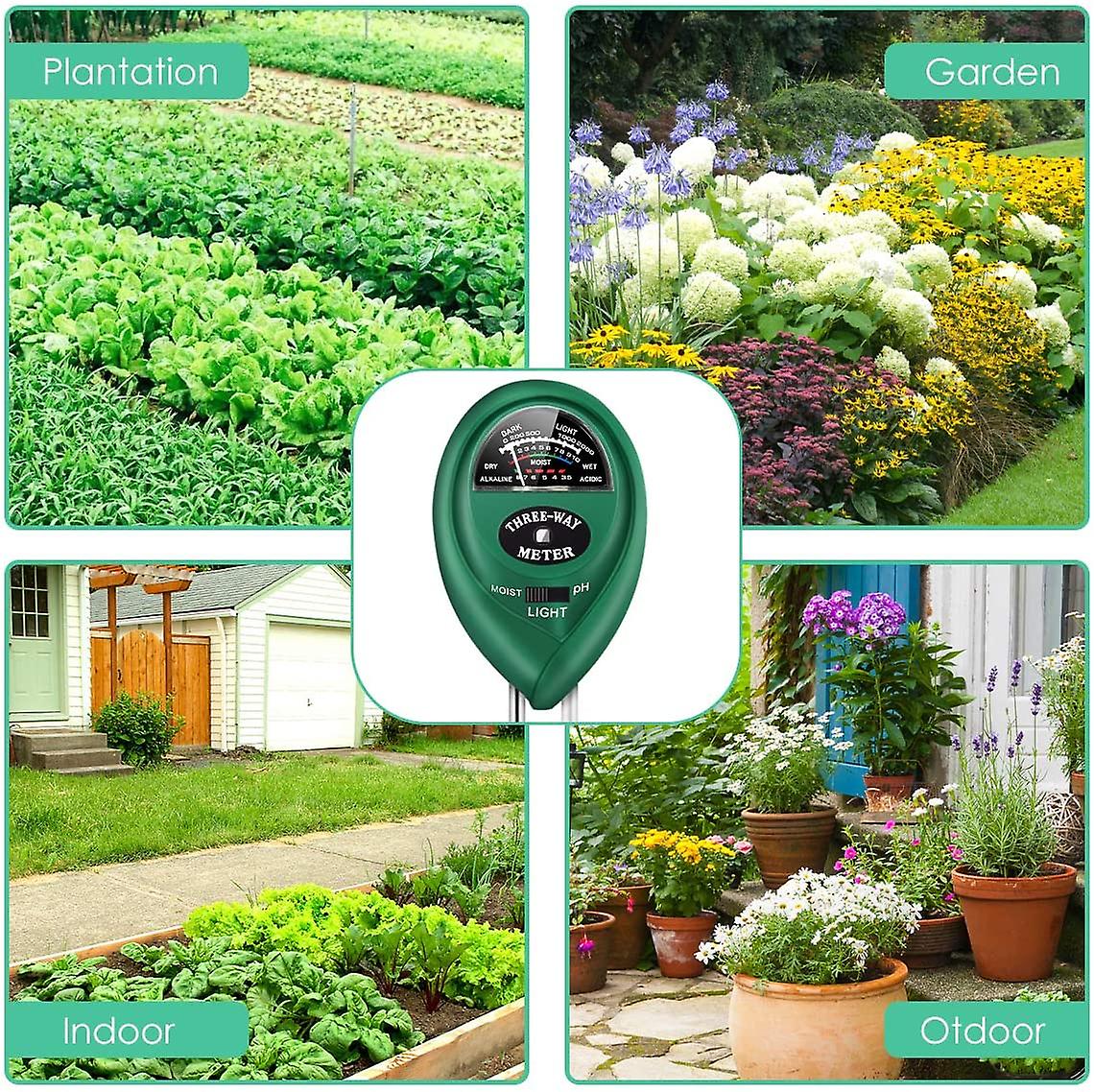 Soil Ph Meter, 3-in-1 Soil Tester, Soil Ph Tester Digital, Plant Soil ...
