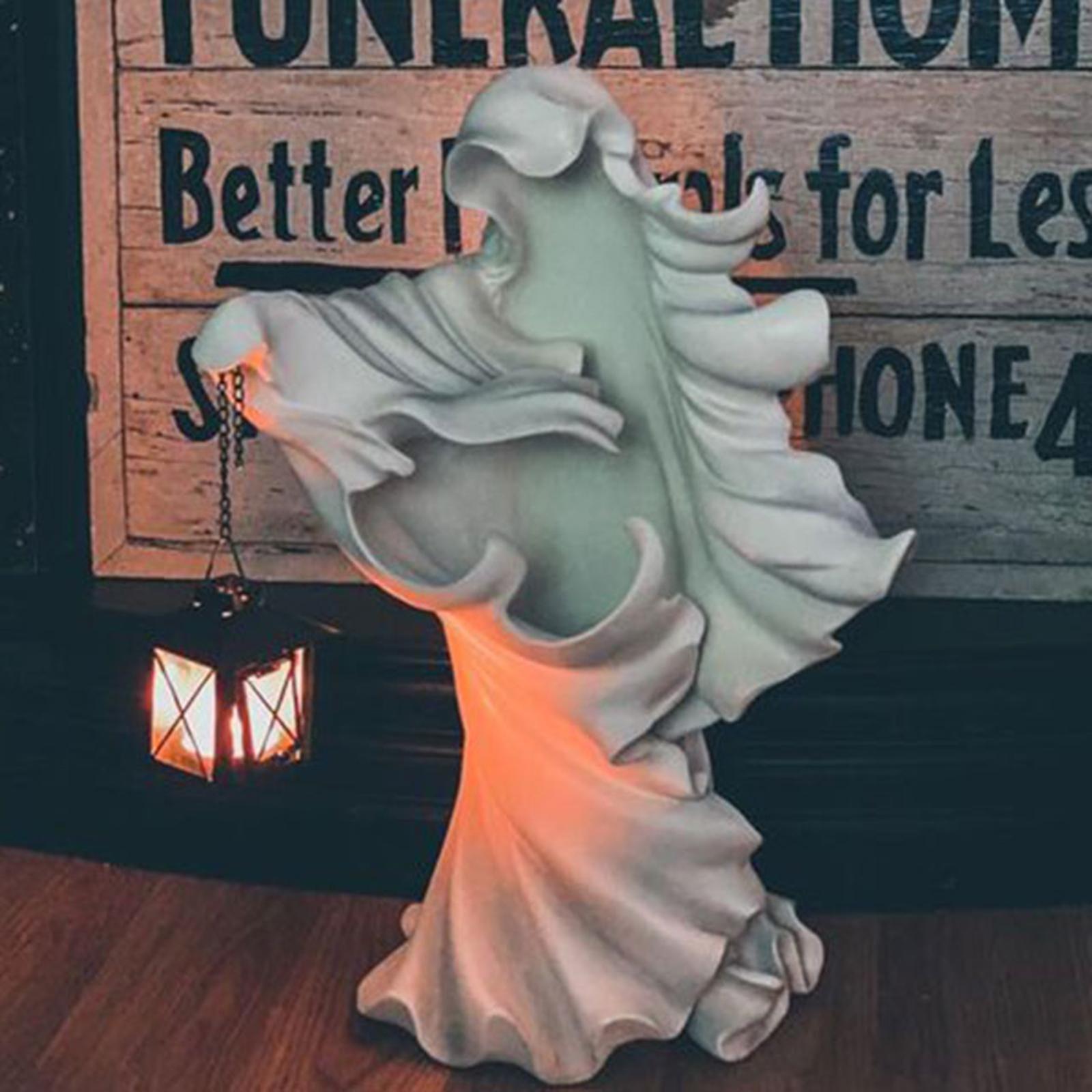 Small Ghost Figurine Statue, Figurine With Lantern Decor Statue ...