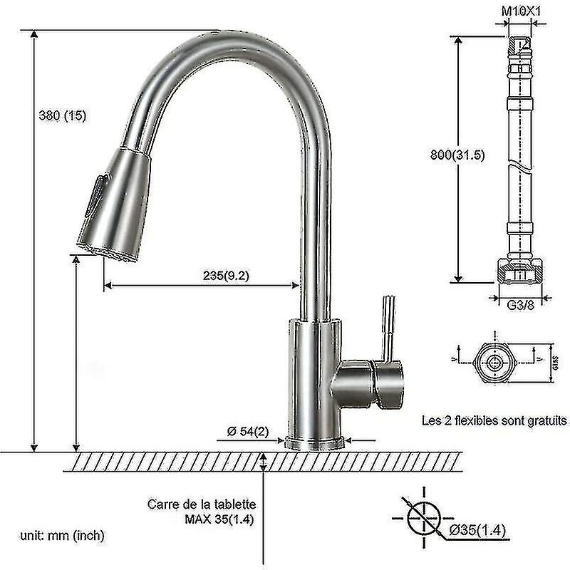 Kitchen Faucet, 304 Stainless Steel Sink Mixer Tap, 360 Rotating Sink ...