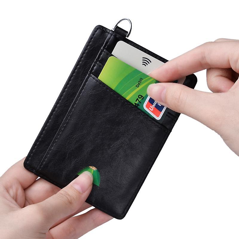 Bank Card Wallet RFID Anti-magnetic ID Card with Ring Pocket Bus Card ...