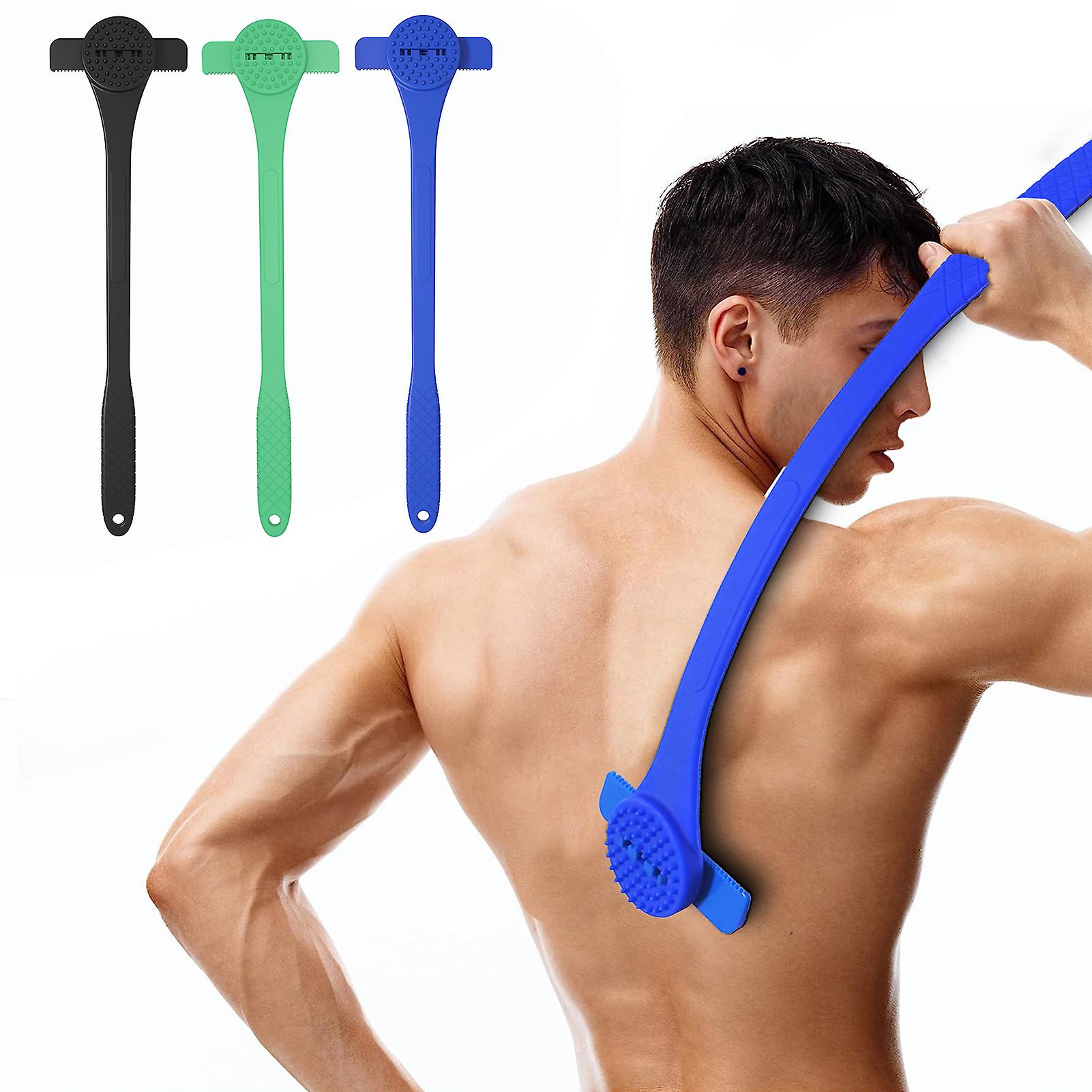 Men Back Shaver 2-in-1 DIY Back Hair Shaver with Safety Blade Tech Non ...