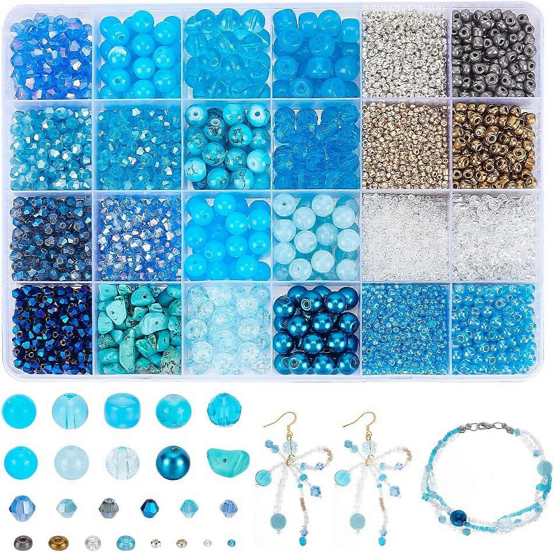 5980 stk 24 stilarter glasperler kit frø perler akryl perler rund kugle ...