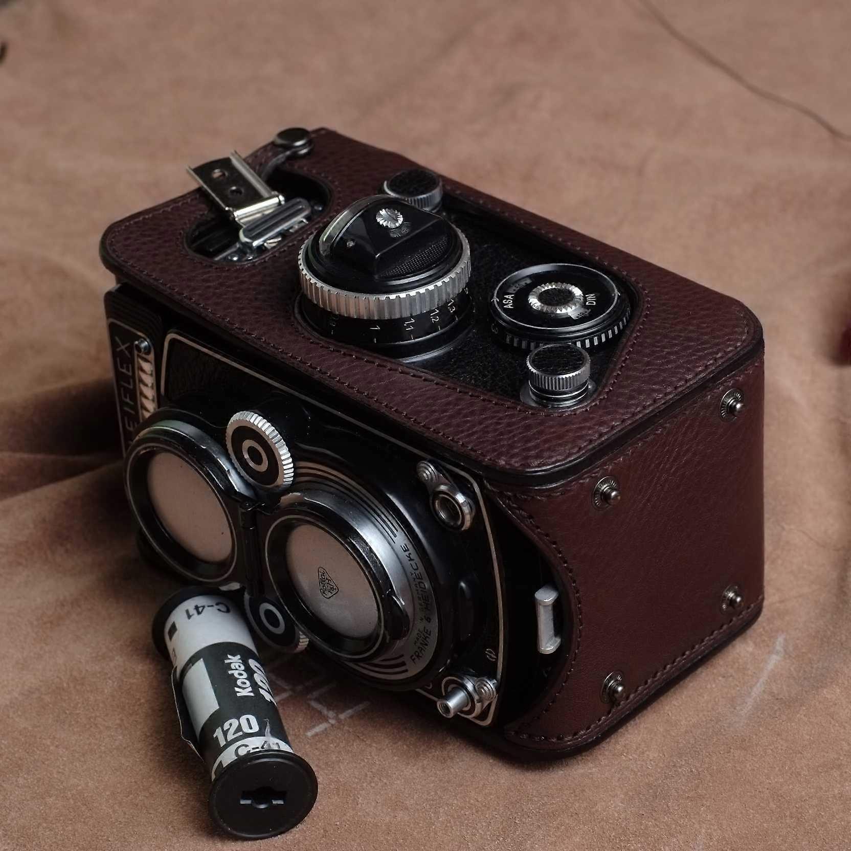 Handwork Photo Camera For Leather Cowhide Bag Body Box Case For Rollei ...