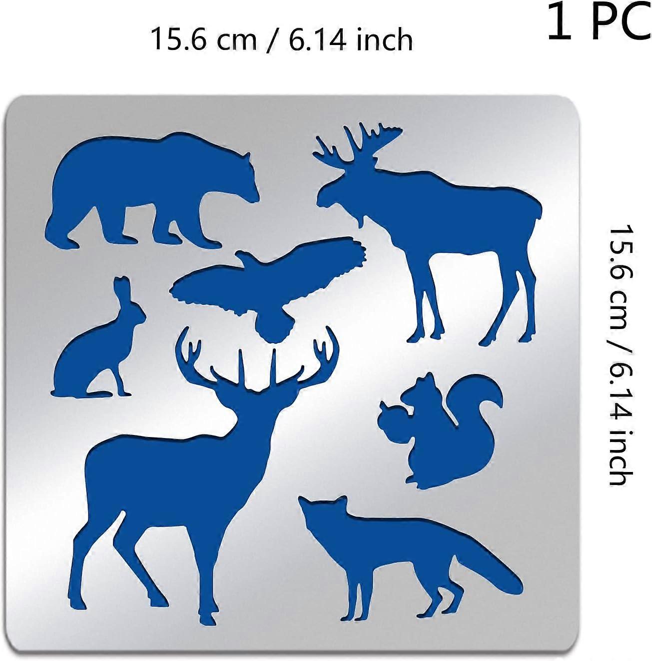 Animal Pattern Stainless Steel Stencils Reusable Bear Eagle Rabbit Fox ...