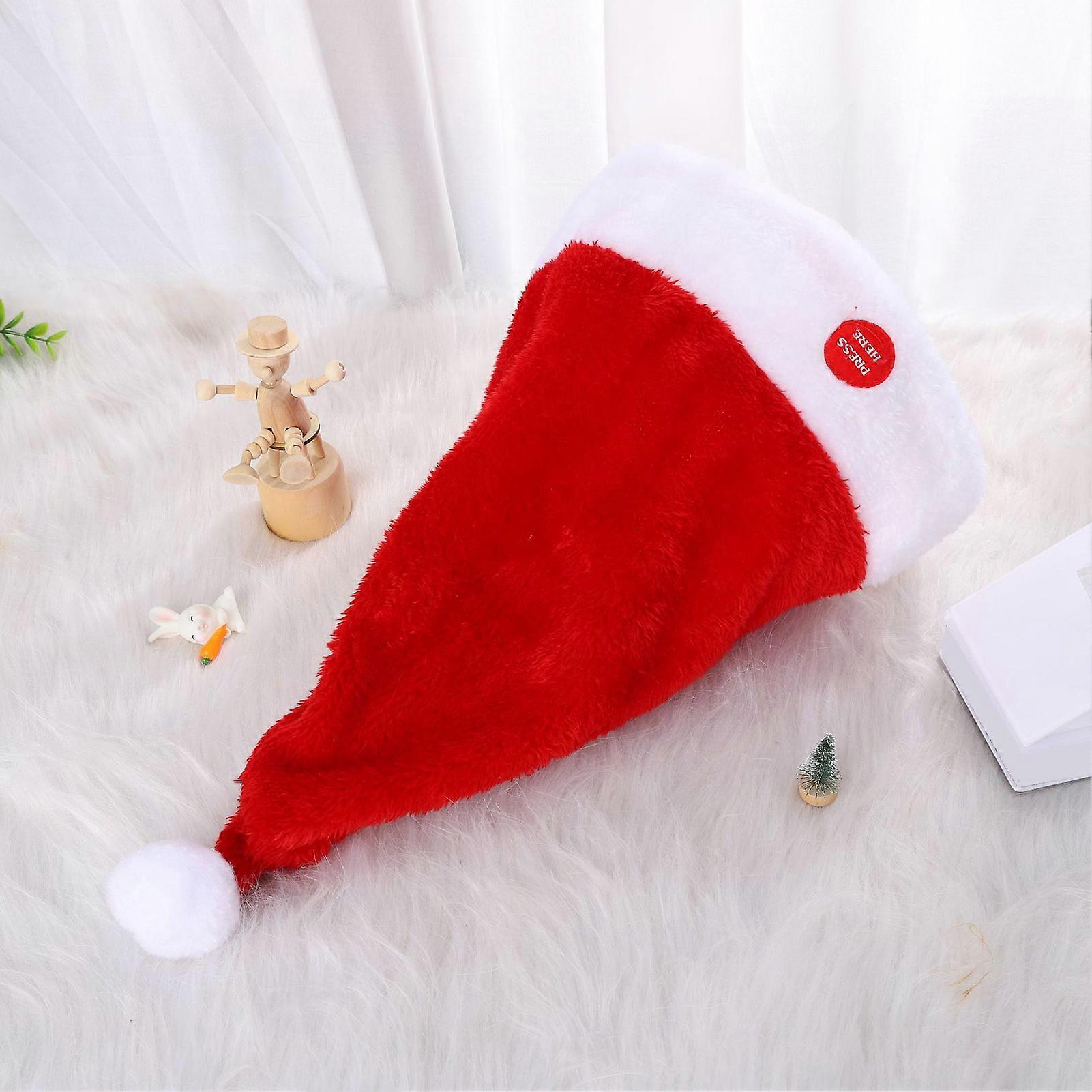 Electric Santa Hat Singing Dancing Christmas Hat Battery Operated Red ...