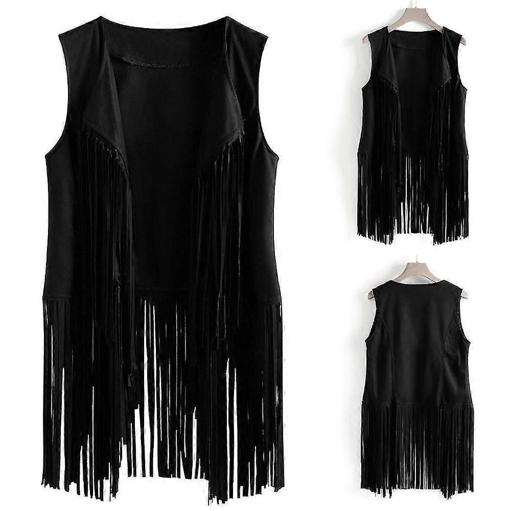 1920s Womens Cowboy Cowgirl Tassel Waistcoat Sleeveless Vest Hippie ...