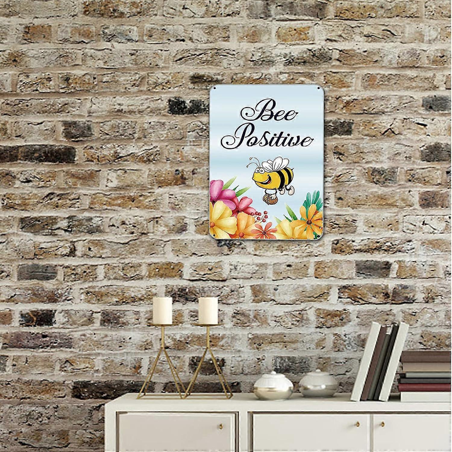 Bee Positive Metal Tin Signs Vintage Iron Painting Retro Plaque Poster ...