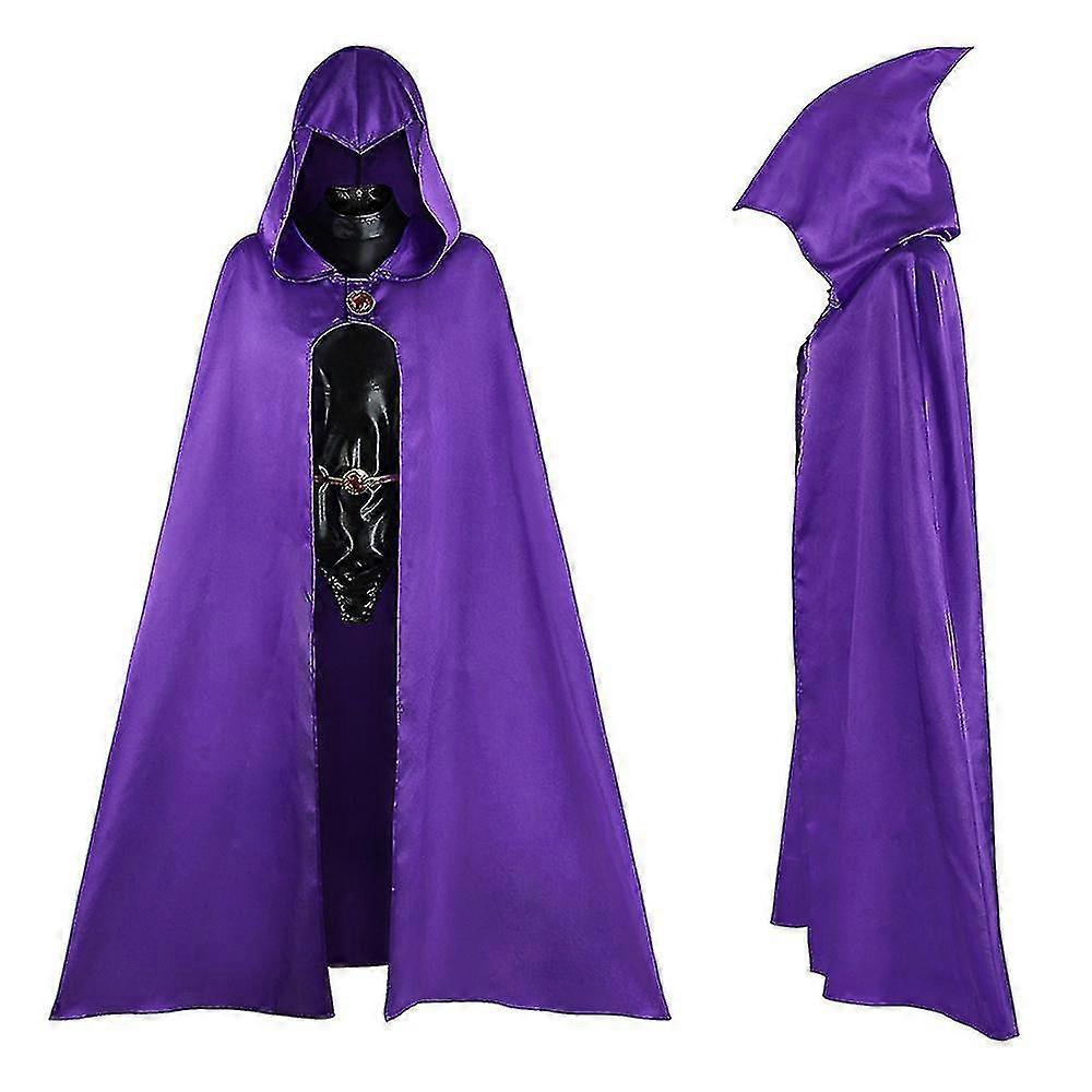 halloweenTeen Titans Raven Cosplay Costume Full Set Black Bodysuit With ...