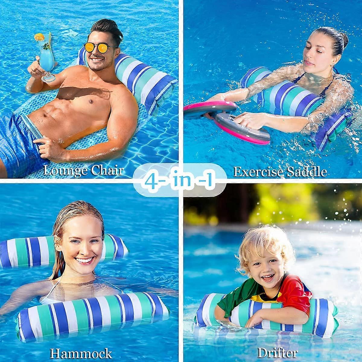 Inflatable Pool Mattress, 4 in 1 Multi-Use Inflatable Hammock Pool ...