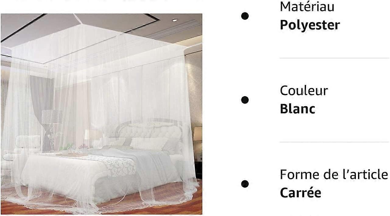 Bed Mosquito Net, Large Square Mosquito Net for Extra Large Bed, Indoor ...