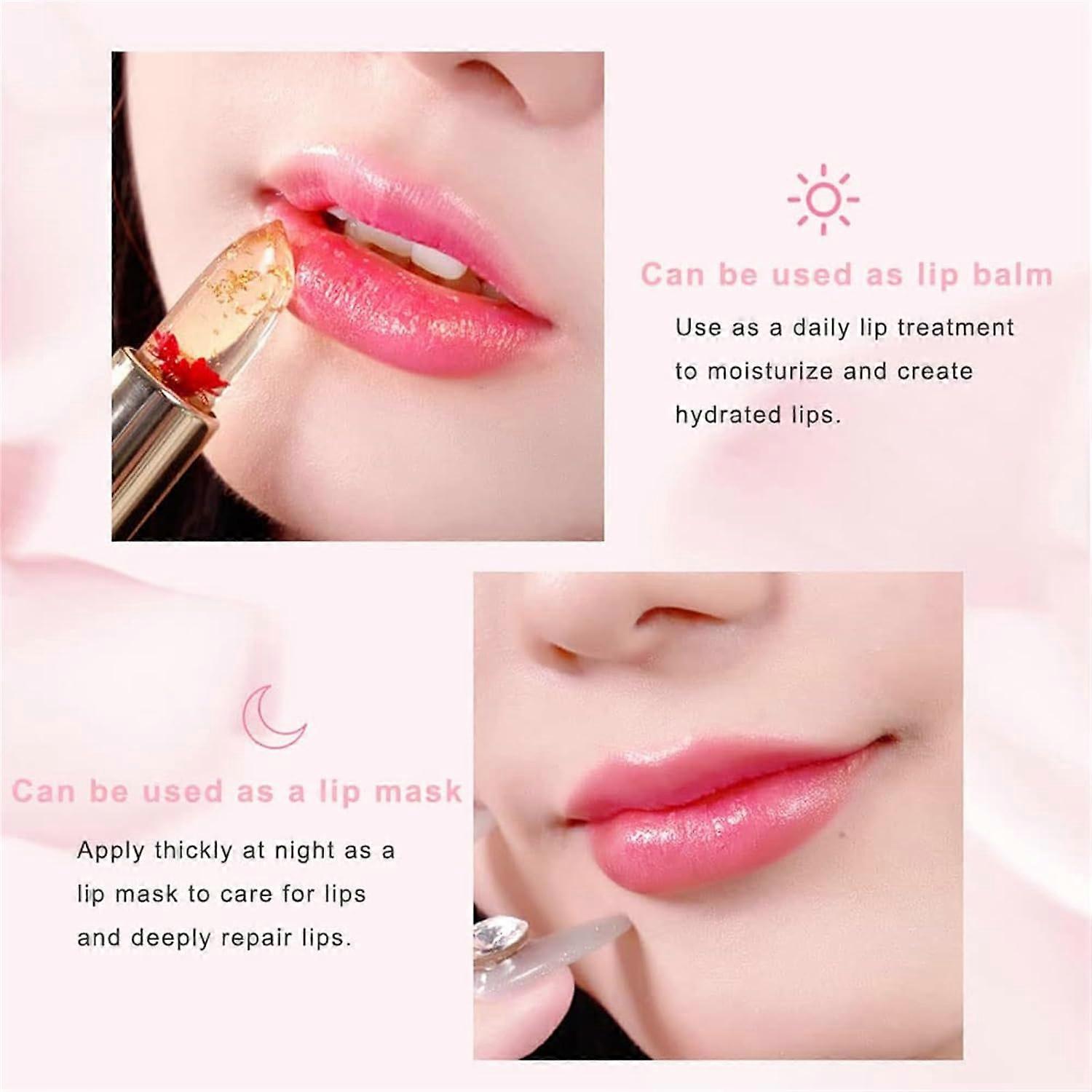 3Pcs Petal Jelly Discolored Lipstick, Crystal Jelly Flower Color ...