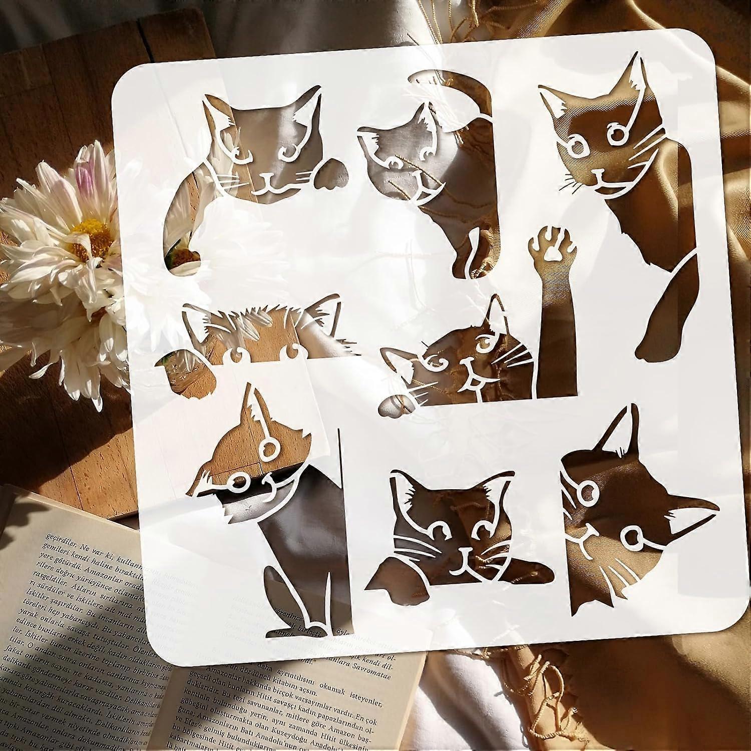 Black Cat Painting Stencil 11.8x11.8inch Large Cute Cats Stencil for ...