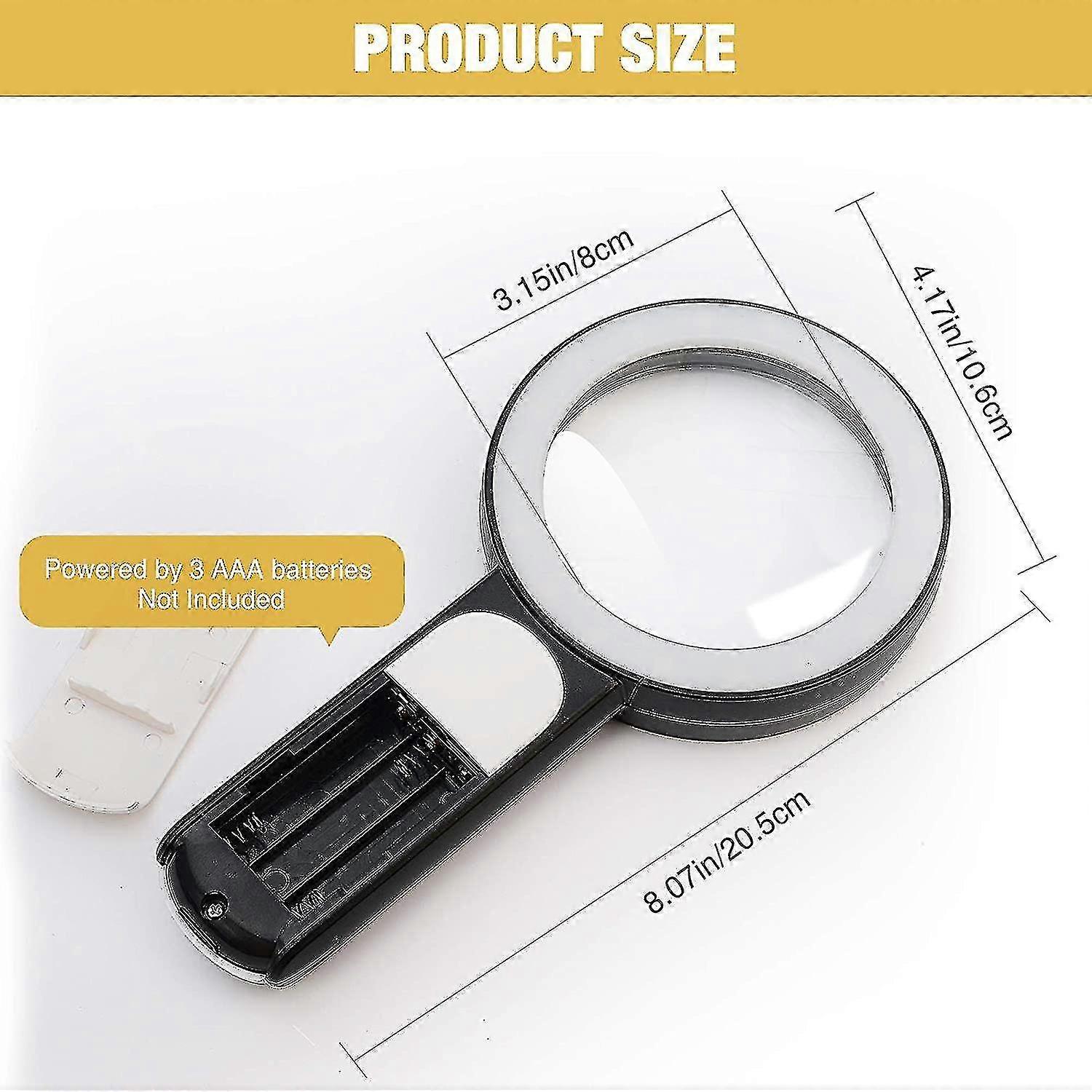 Magnifying Glass With Light, 30x Handheld Large Magnifying Glass ...
