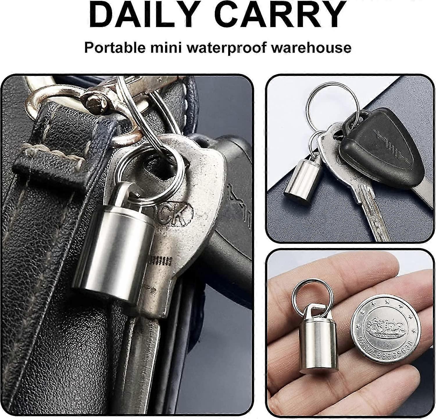 Keychain Pill Holder, Pure Titanium Titanium Small Pill Holder For ...