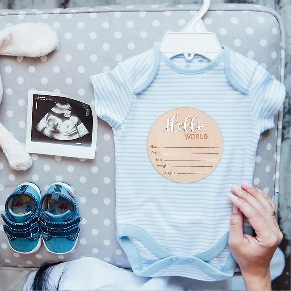 Baby Announcement Sign Flat Round Hello World Welcome Newborn Sign ...