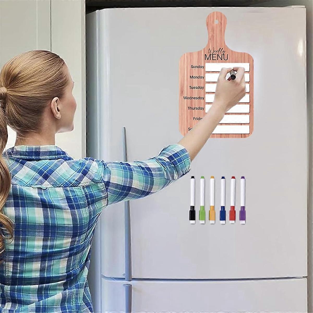 Fridge Meal Planner, Weekly Meal Prep Board - Magnetic Wooden Weekly ...