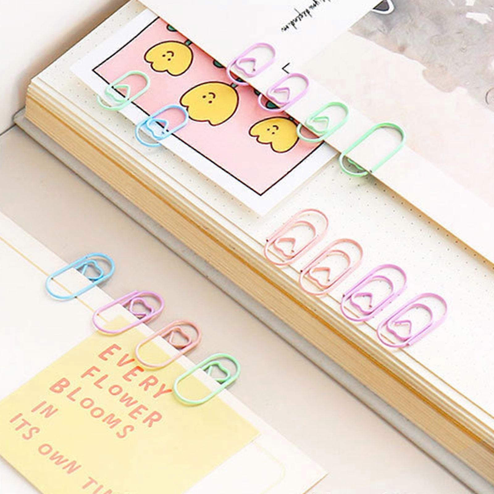 80Pcs Heart Paper Clip Metal Paperclips Colorful File Paper Clamp Small ...