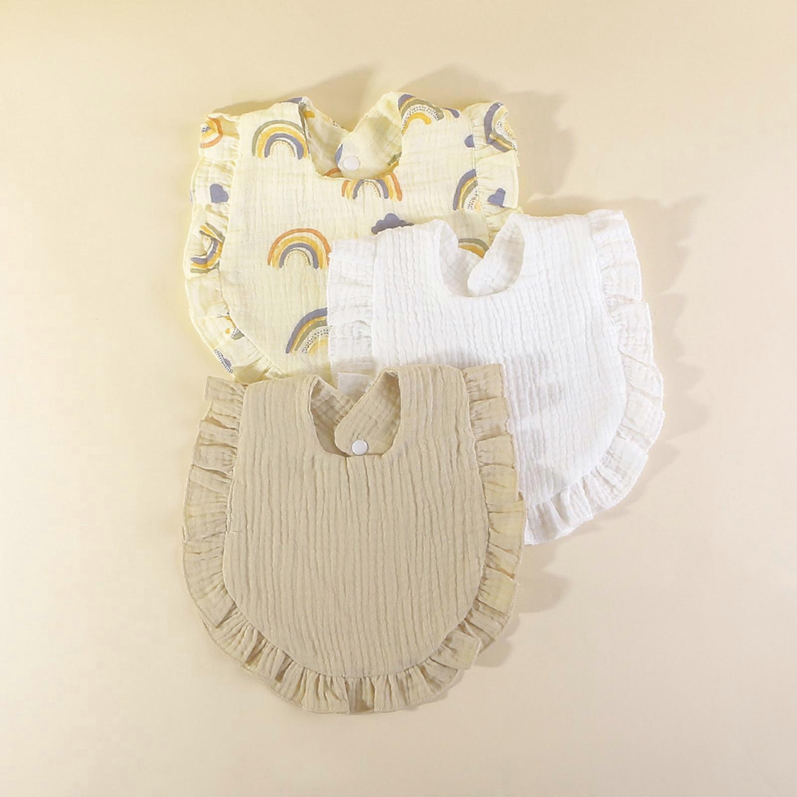 Baby Bibs Bulk 3pcs Cotton Burp Cloth Ruffle Bibs Infant Gender Neutral ...