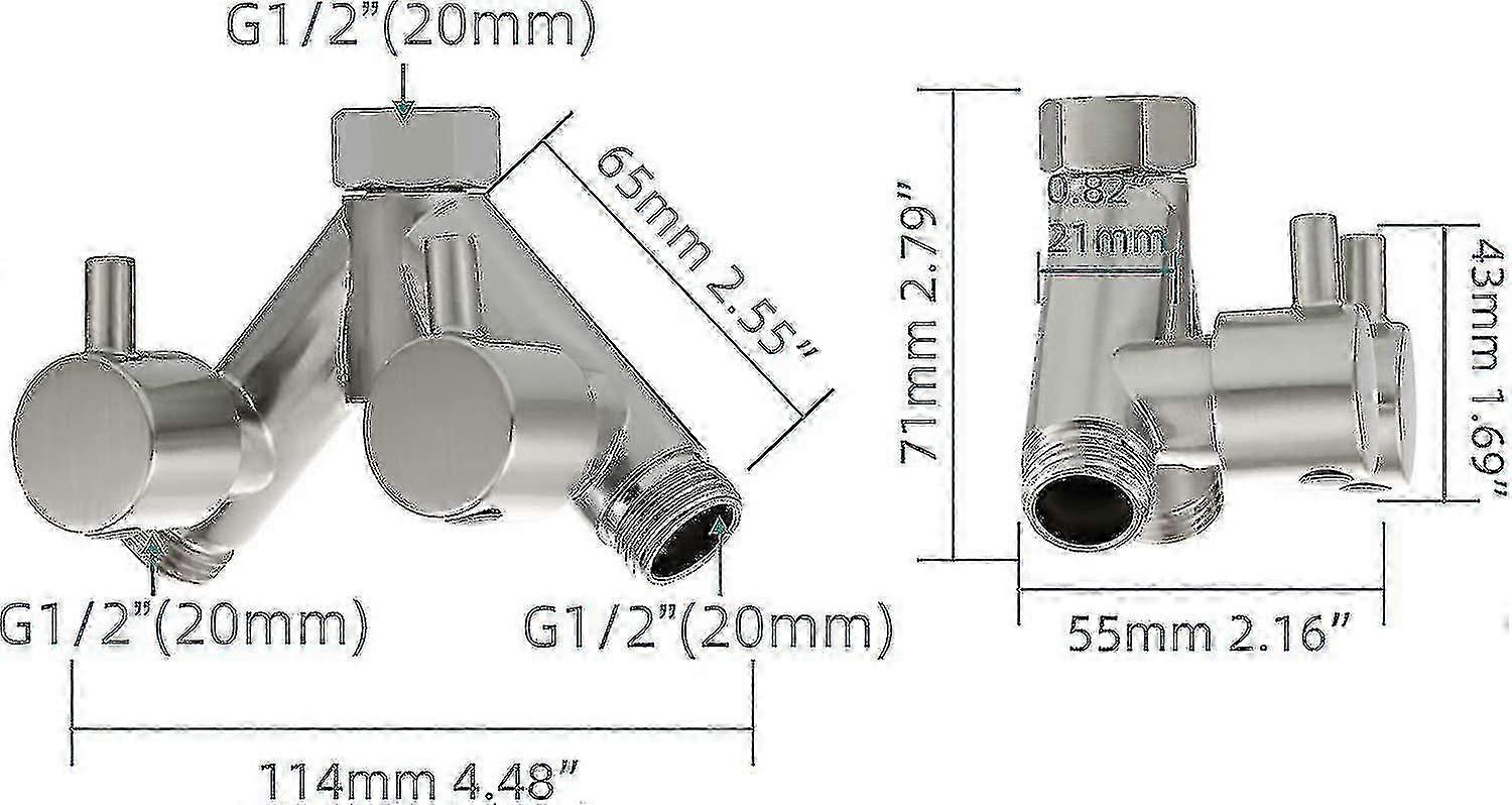 Brass Diverter Valve Shower Shut-off Valve 2-way Y Splitter 1/2 Inch ...