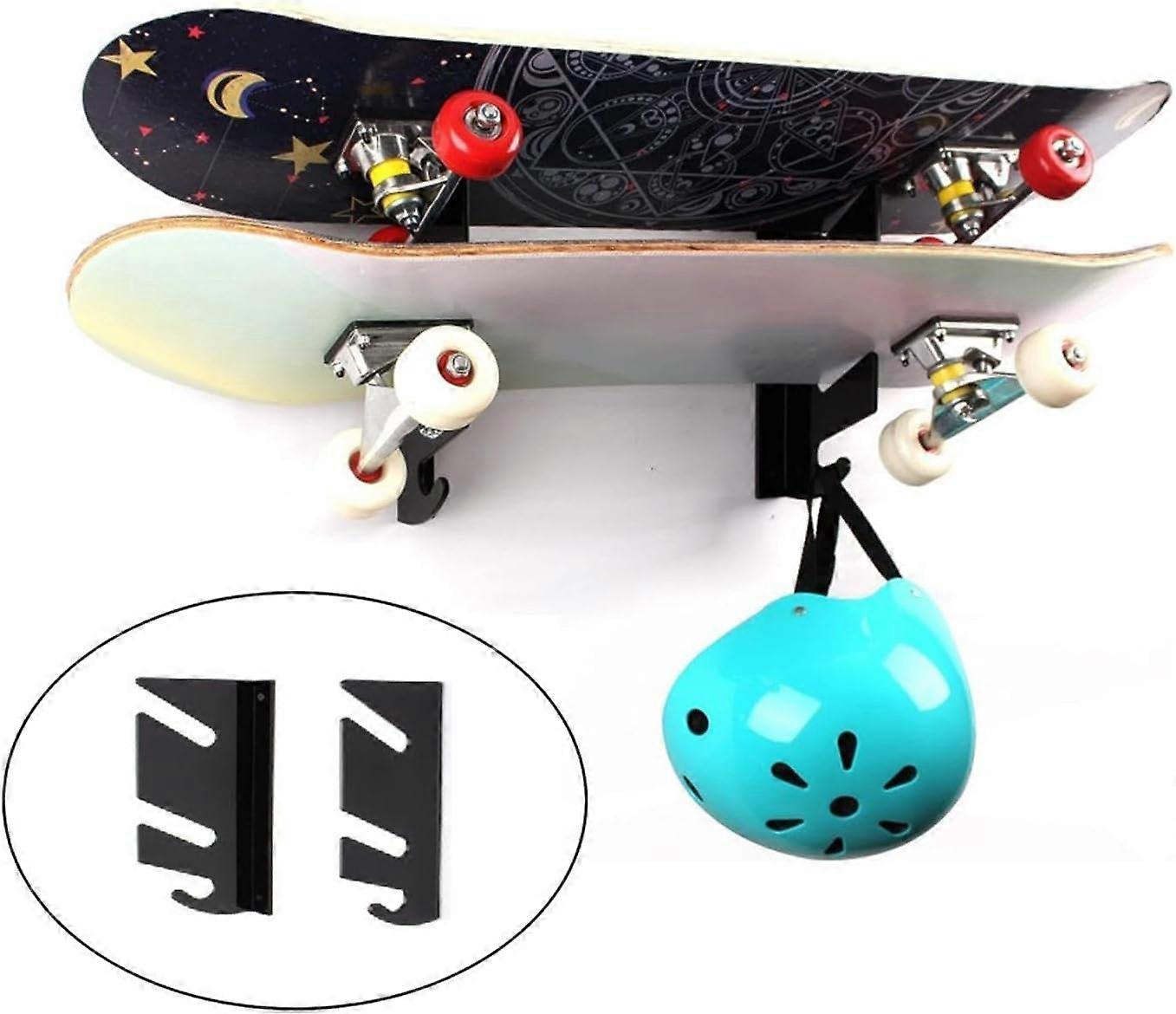 Acryl Skateboard Wall Mount Rack with Storage Hooks, Vertical Organizer ...