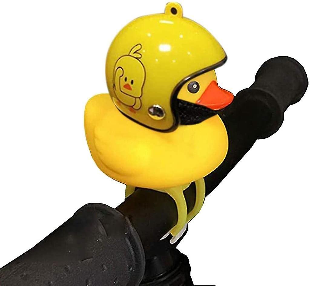Cute Helmet Duck Bike Bell With Led Light Rubber Duck Bicycle Handlebar ...