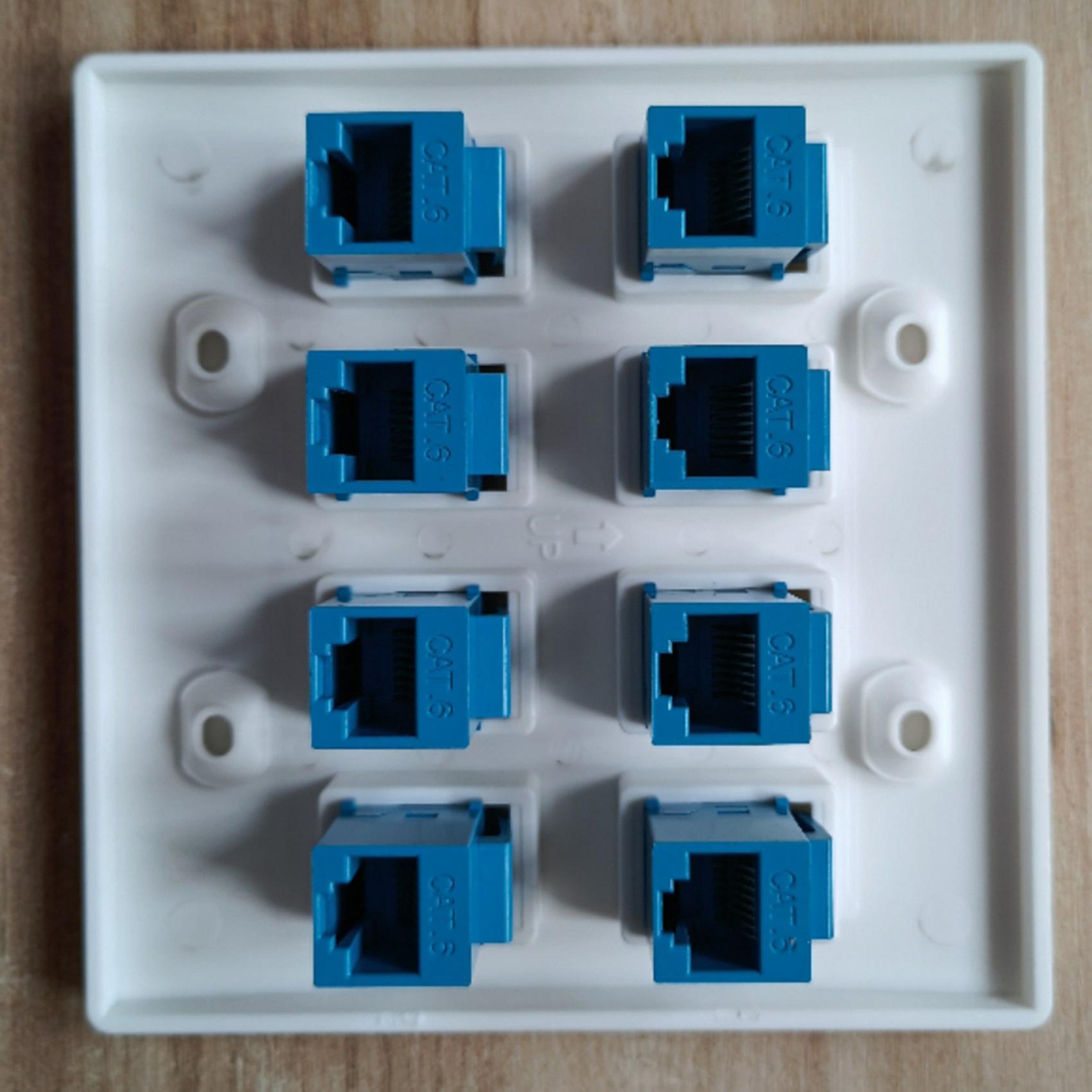 Ethernet Wall Plate 8 Port - Double Gang Cat6 RJ45 Keystone Jack ...
