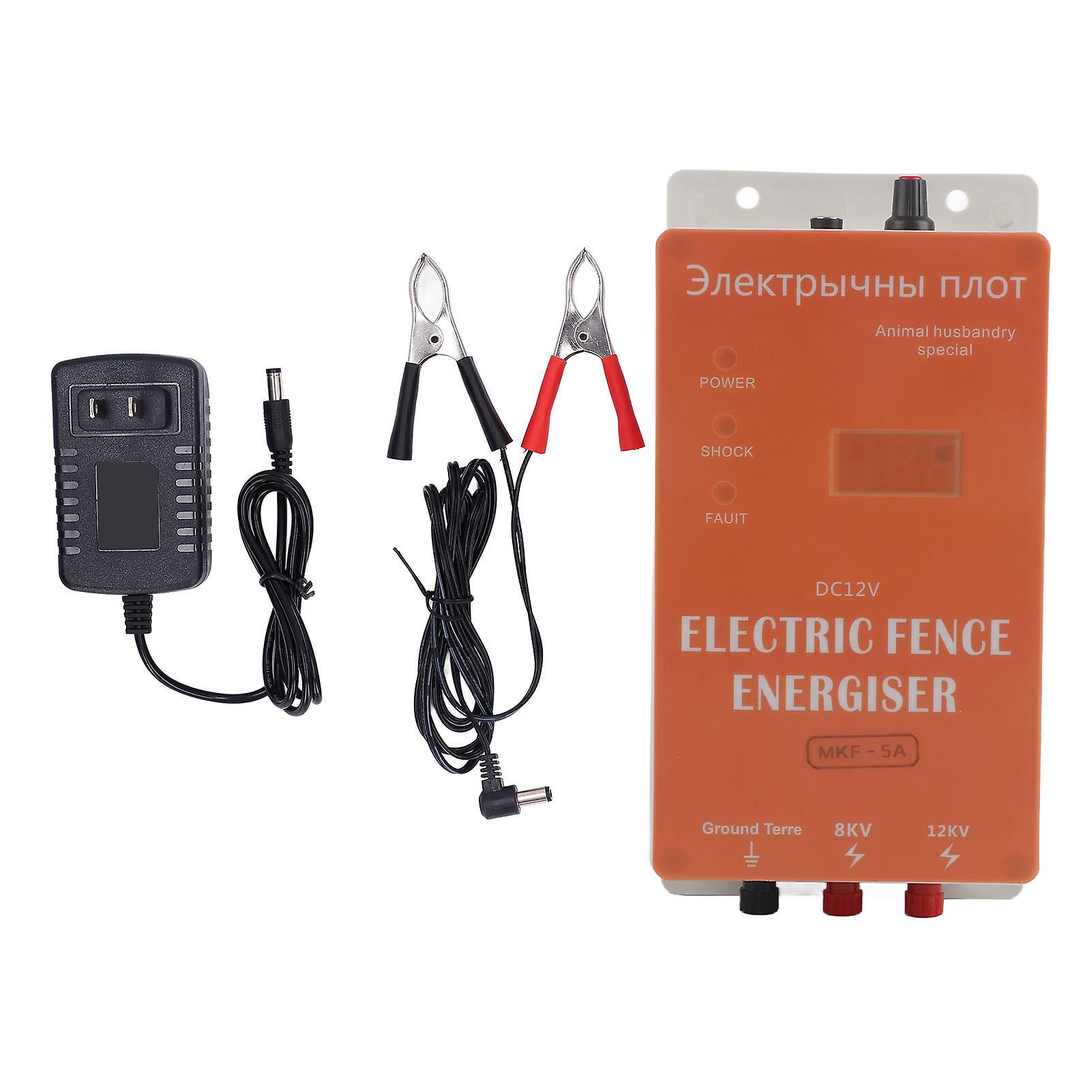 5km Solar-Powered Electric Fence Energiser Animal Control High Voltage ...