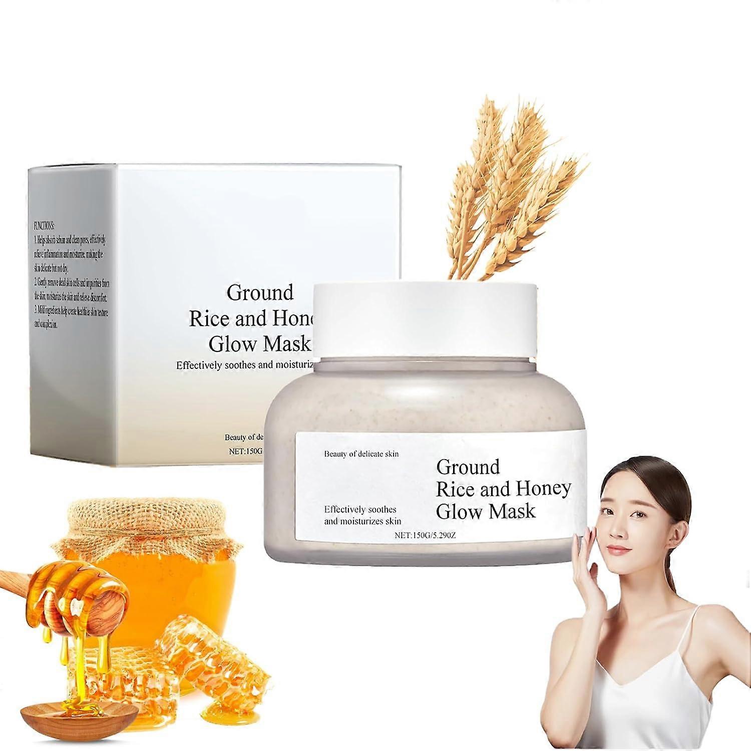 Rice Powder Honey Gloss Mask,Ground Rice And Honey Glow Mask,Rice Scrub ...