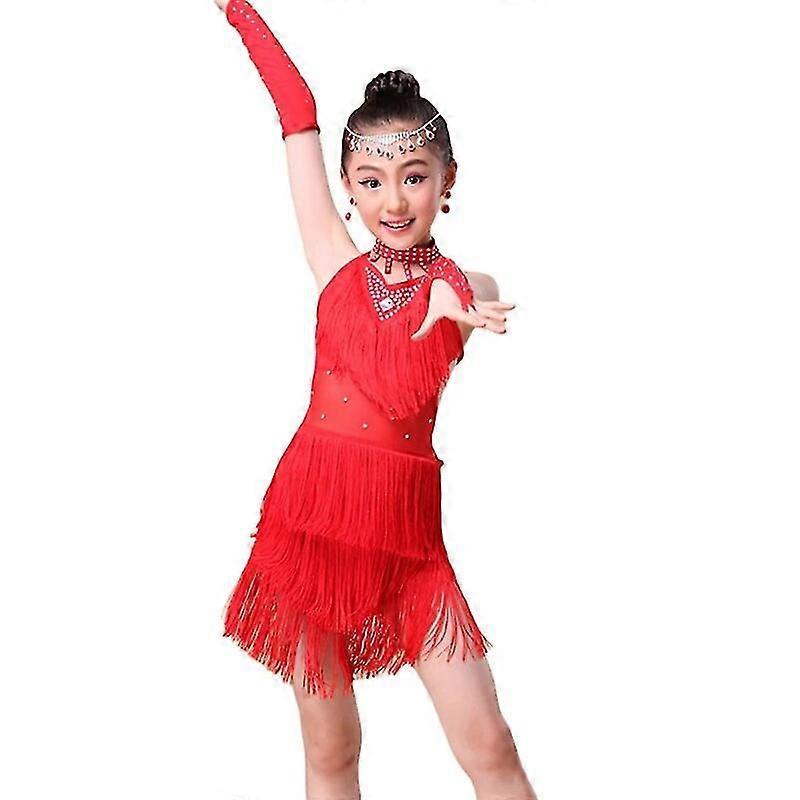 Girls Dance Dress Outfits Cha Cha Dress Kids Tango Skirt Carnival Wear ...