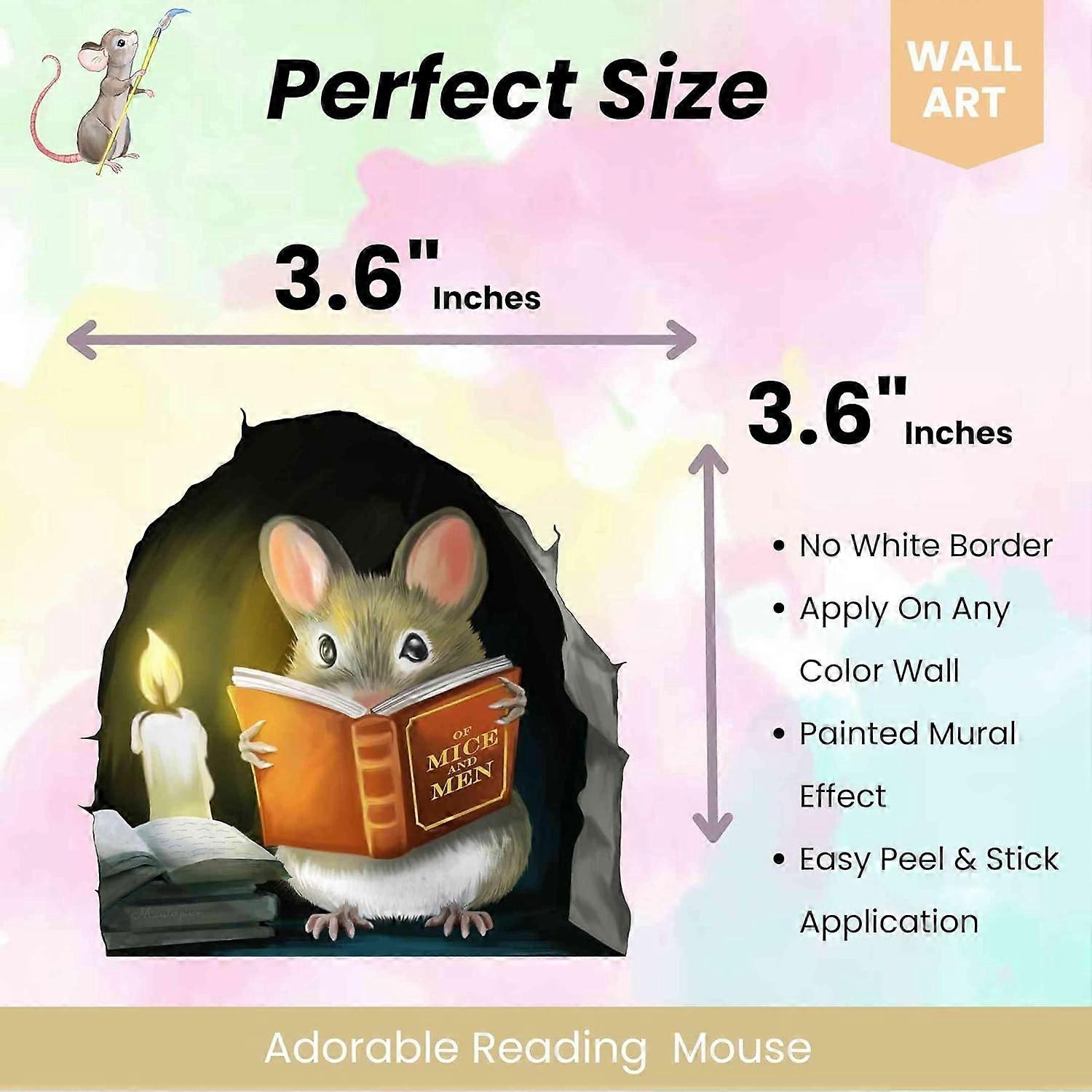Mouse Reading Book, Wall Decor Sticker Decal, Kids Room, Classroom ...