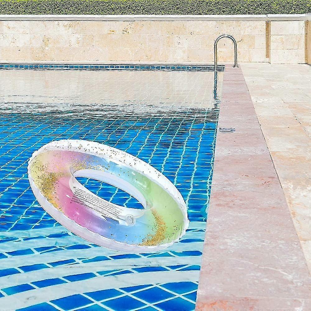 Transparent Floating Ring Rainbow Sequins Swim Ring, Durable Inflatable ...