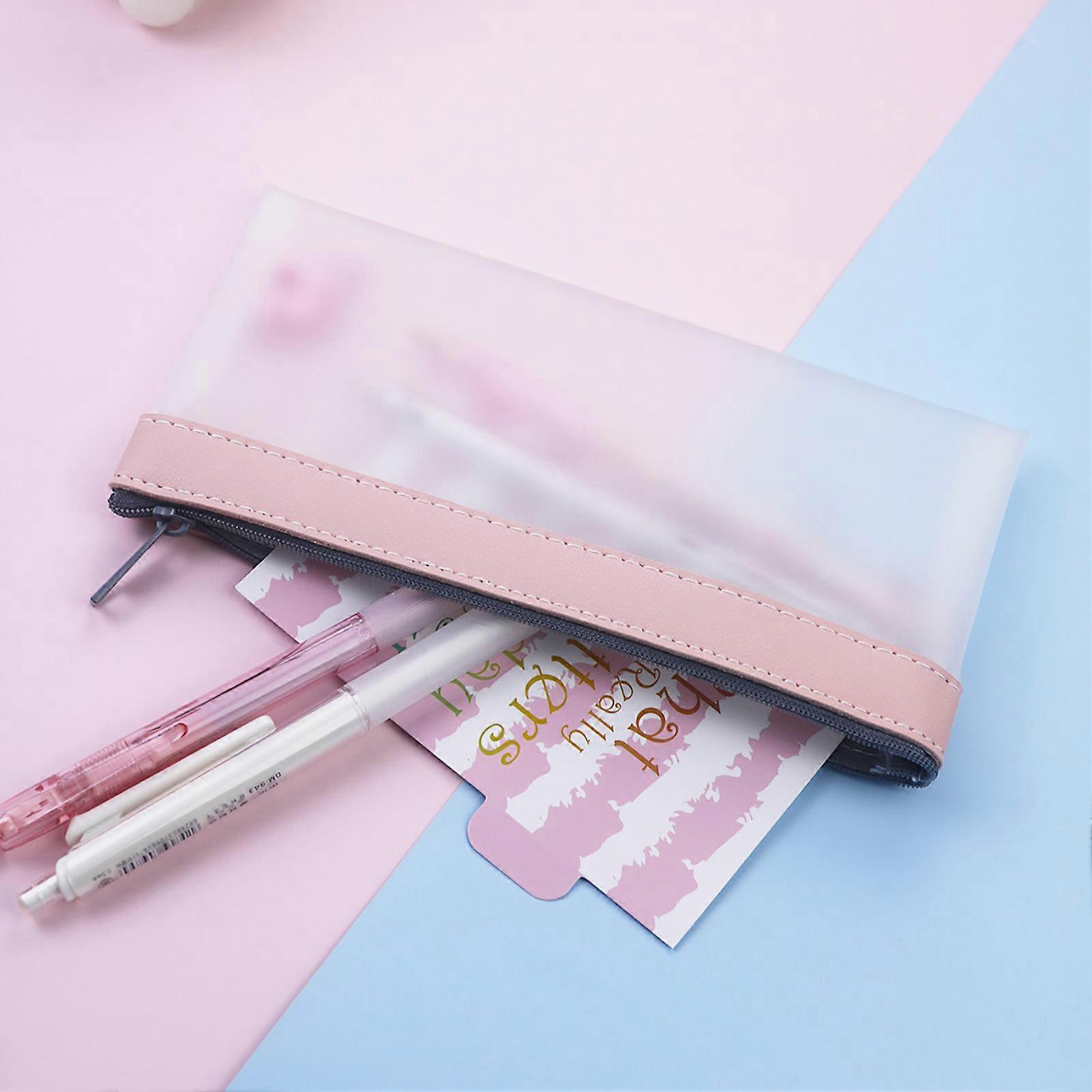 Frosted Transparent Pencil Case Zipper Closure Pencil Pouch Large ...