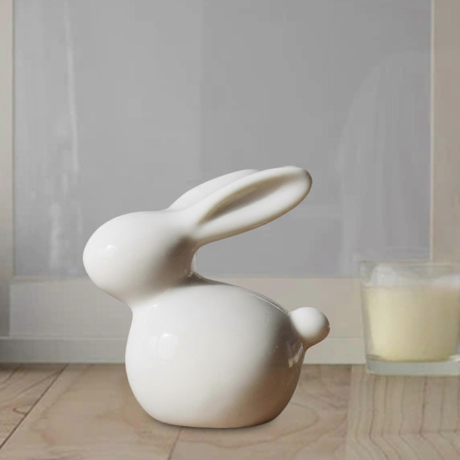 Modern Ceramic Rabbit Figurine Easter Statue Home Bookcase Decor Craft ...
