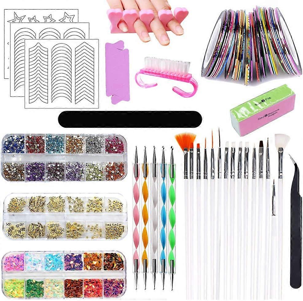 Nail Art Kit,83 Pieces Nail Art Kits,with 15 Brush Brushes,5 Dotting ...