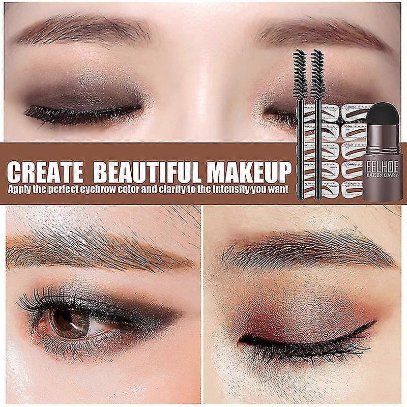 Eyebrow Stamp Shaping Kit Reusable Makeup Brow Powder Stencil Portable ...